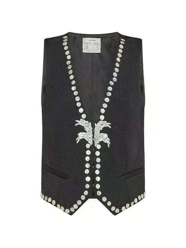 FORTE_FORTE Pearl-embroidered Crystal-embellished Waistcoat