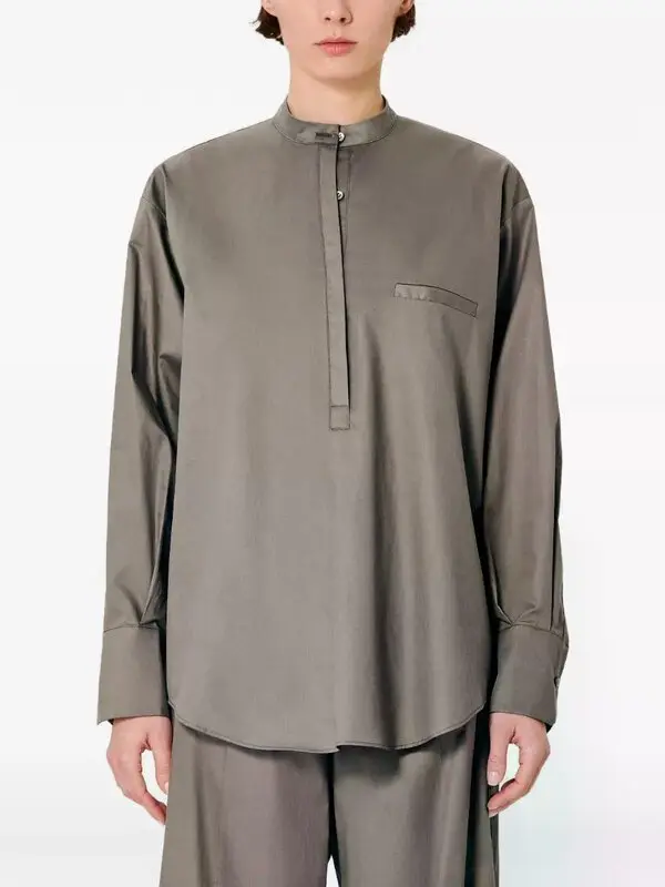 SA SU PHI Balloon Chest-pocket Blouse - Grey