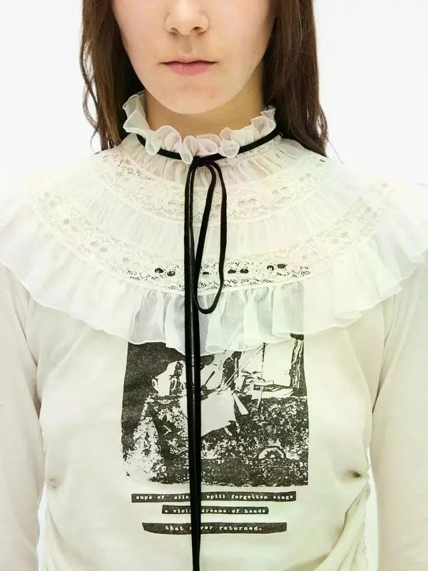 ANN DEMEULEMEESTER Ruffled Lace-trim Collar - Neutrals