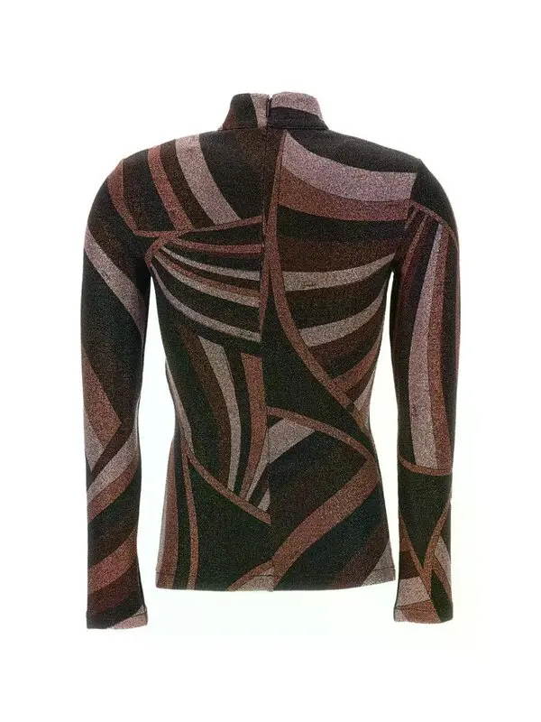 Emilio Pucci Iride Print High-neck Lurex Top
