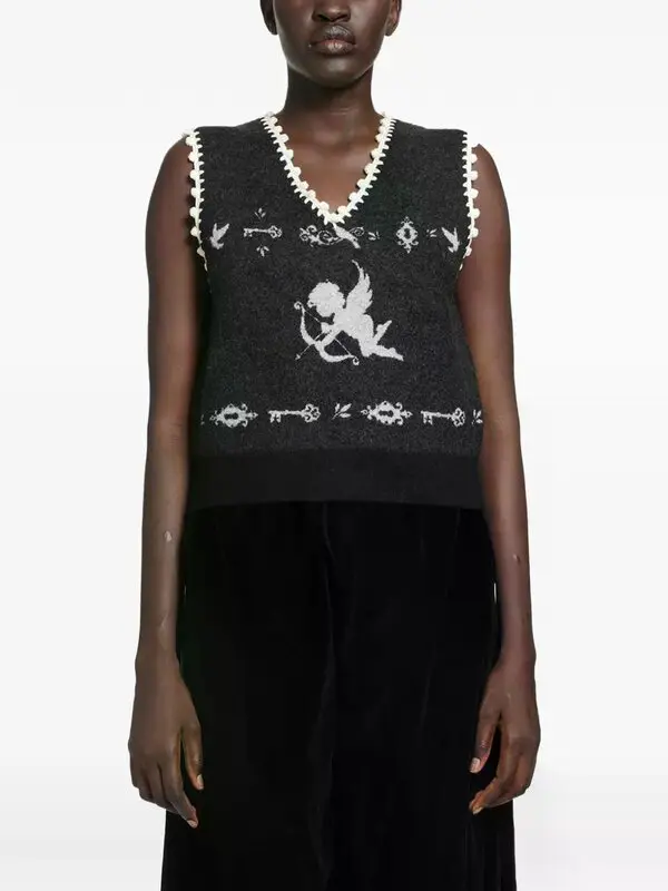 RENLI SU Angel Scalloped-trim Vest