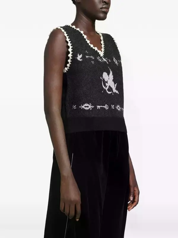 RENLI SU Angel Scalloped-trim Vest