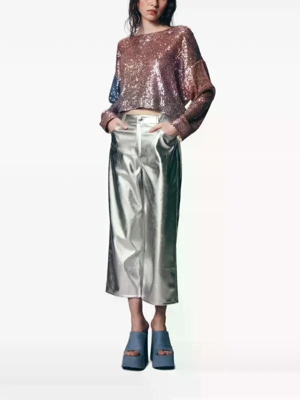 IN THE MOOD FOR LOVE Coco Sunset Sequin-embellished Top - Brown
