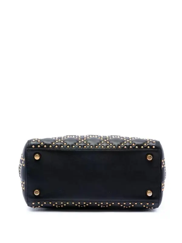 Dior 2017 Medium Lambskin Cannage Studded Supple Lady Satchel