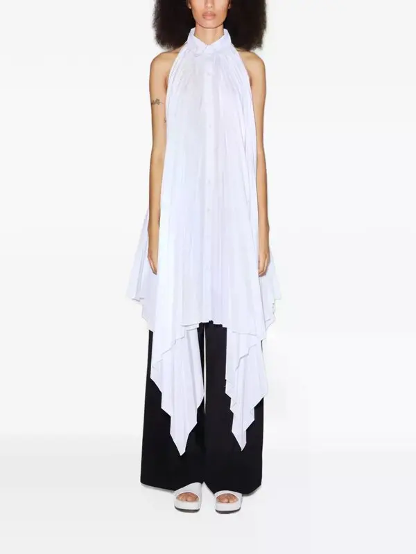 Rosetta Getty Pleated Asymmetric Shirt Dress - White