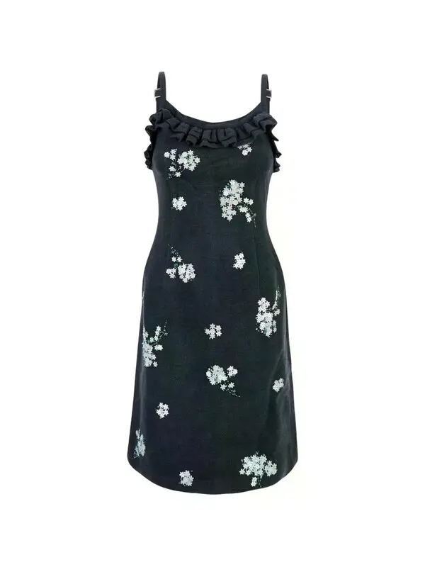SHUSHU/TONG Cami Floral-embellished Mini Dress - Grey