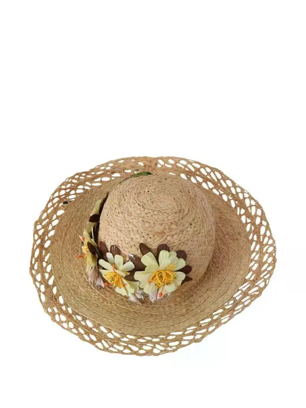 Dolce & Gabbana Floral-embellished Straw Sun Hat - Neutrals
