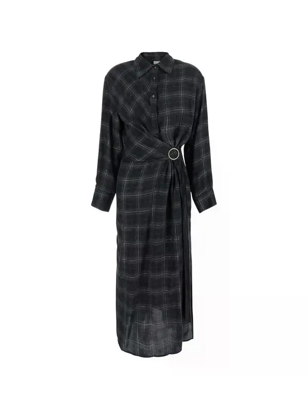 RAME Check-pattern Midi Shirt Dress