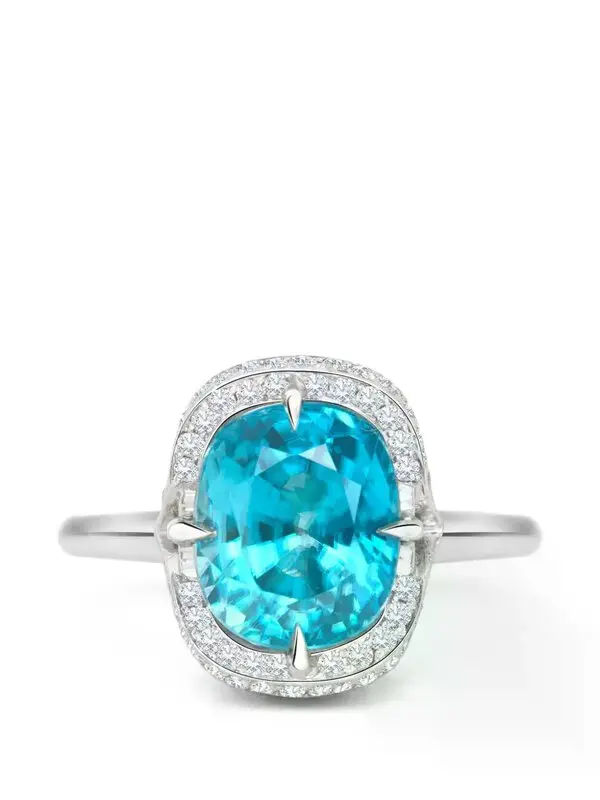 YI COLLECTION Aurora Blue Zircon And Diamond Ring - Silver