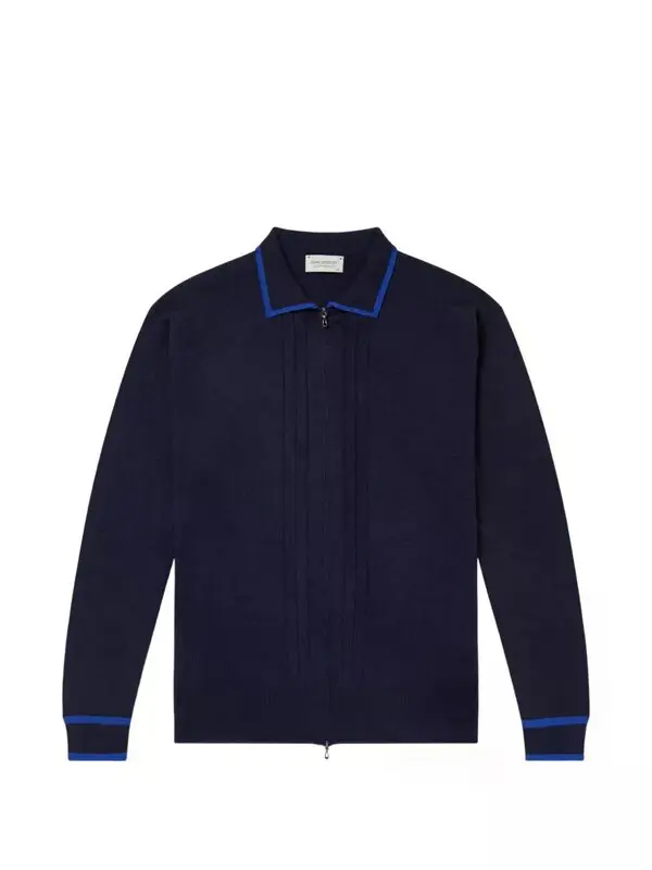 John Smedley Zip-up Knitted Cardigan - Blue