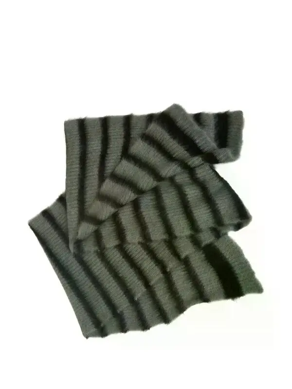 AMARANTO Striped Brushed-knit Scarf - Grey
