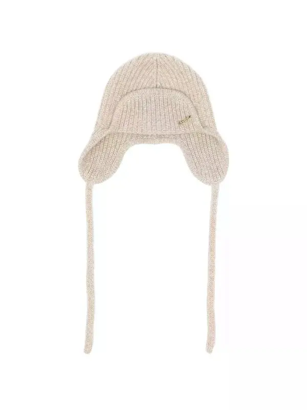 Borsalino Reinhold Ribbed Ear-flap Beanie Hat - Neutrals