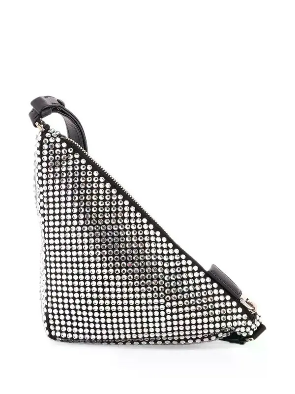 Prada Triangle Top Handle Pouch Bag Crystal Embellished Satin Mini Satchel