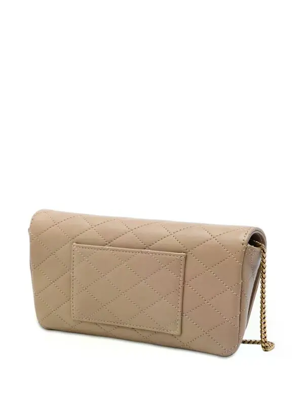 Saint Laurent 2025 Quilted Lambskin Monogram Gaby Phone Holder Crossbody Bag - Brown
