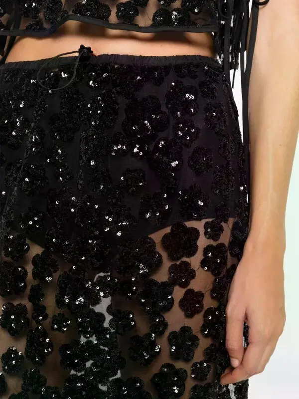 Cecilie Bahnsen Bria Sequin-embellished Floral Midi Skirt