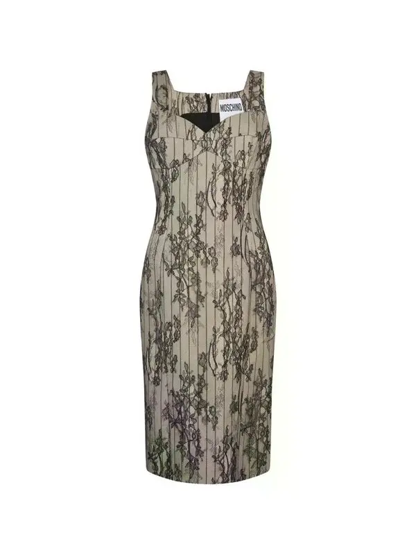 Moschino Lace-overlay Sweetheart-neck Dress
