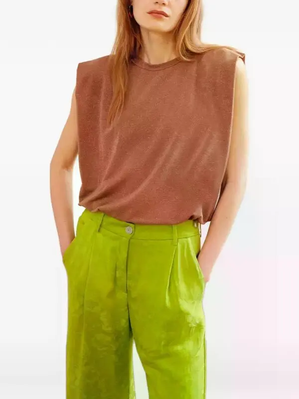 Momoni Padded-shoulder Enna T-shirt - Brown