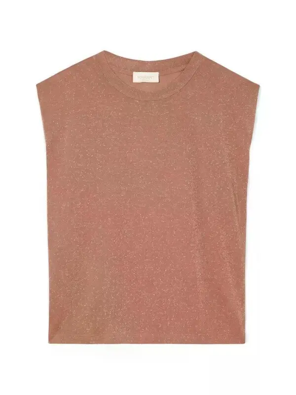 Momoni Padded-shoulder Enna T-shirt - Brown