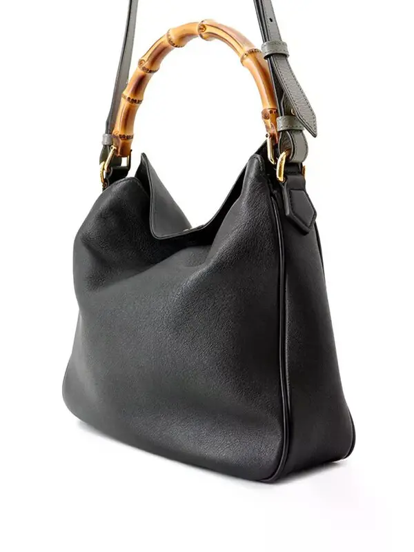 Gucci 2000-2015 Medium Calfskin Bamboo Diana Satchel - Black