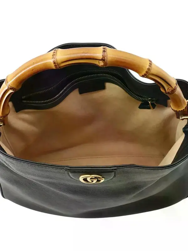 Gucci 2000-2015 Medium Calfskin Bamboo Diana Satchel - Black
