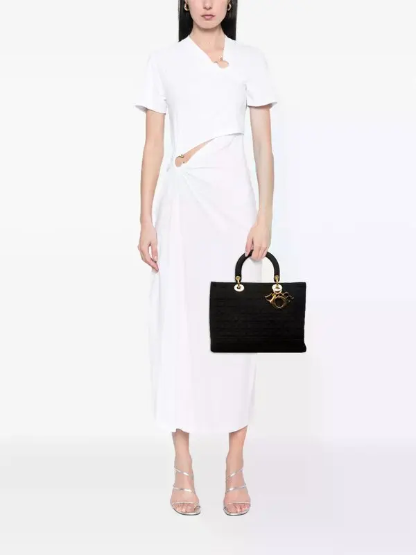 Dior 1997 Large Nylon Microcannage Lady Satchel