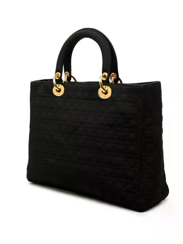 Dior 1997 Large Nylon Microcannage Lady Satchel