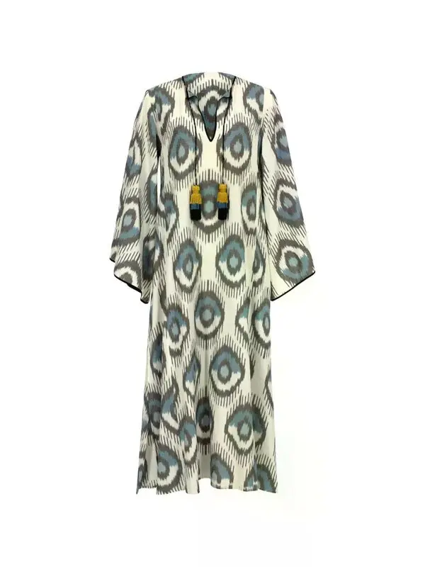 PUNICANA Tassel-embellished Ikat-print Maxi Dress - Neutrals