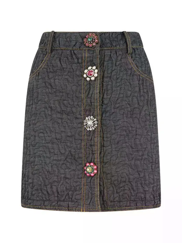 Moschino Embellished-button Quilted Mini Skirt