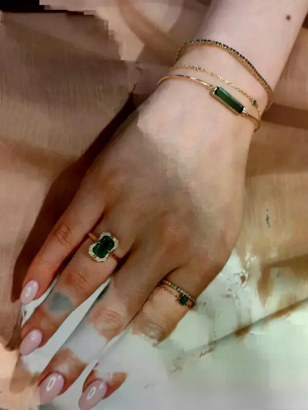 YI COLLECTION Aurora Emerald And Aquamarine Candy Ring