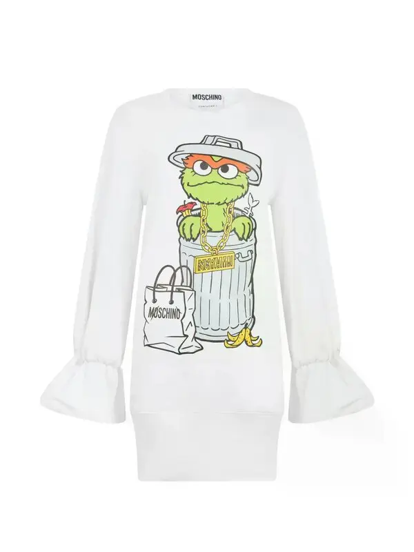 Moschino Graphic-print Flared-sleeve Mini Dress