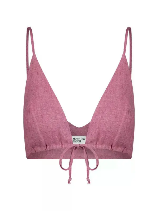 Matthew Bruch Triangle Tie-front Crop Top