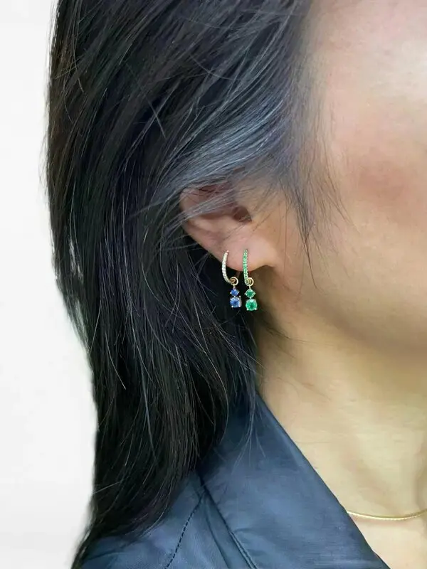 YI COLLECTION Emerald Hoop Earring