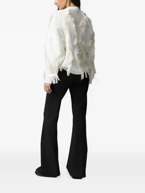 GAELLE PARIS Fringed Drop-shoulder Sweater
