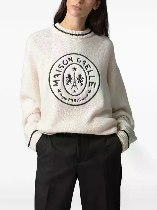 GAELLE PARIS Logo-embroidered Crew-neck Sweater