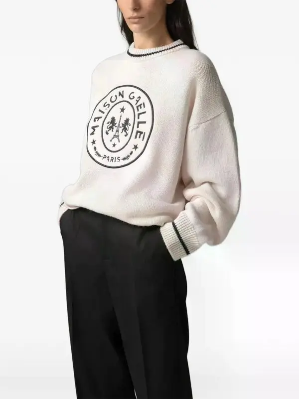 GAELLE PARIS Logo-embroidered Crew-neck Sweater