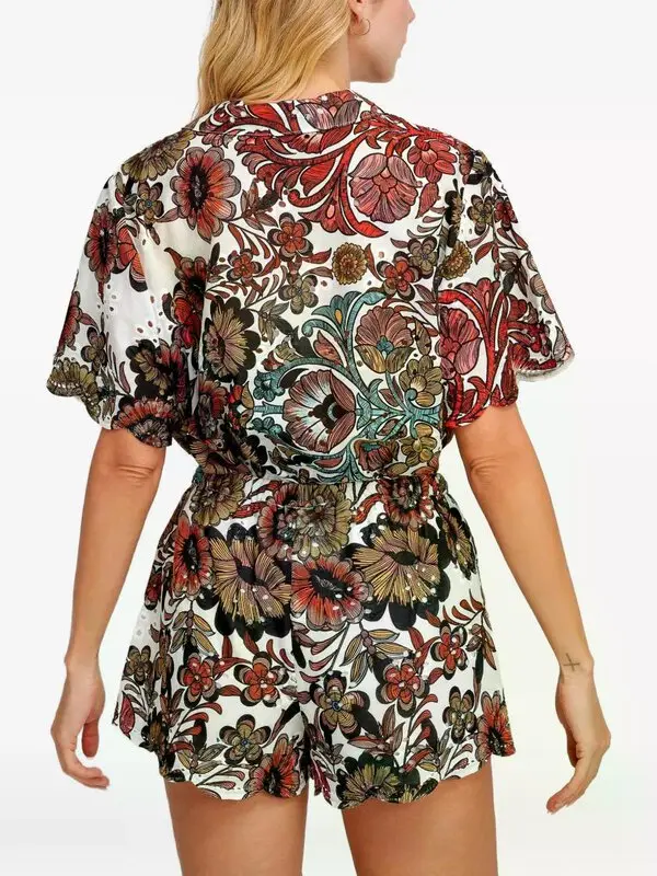 PEARL & CAVIAR Skiathos Floral-print Shirt - White