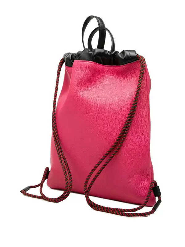 Gucci 2000-2015 Grained Calfskin Web Logo Drawstring Backpack
