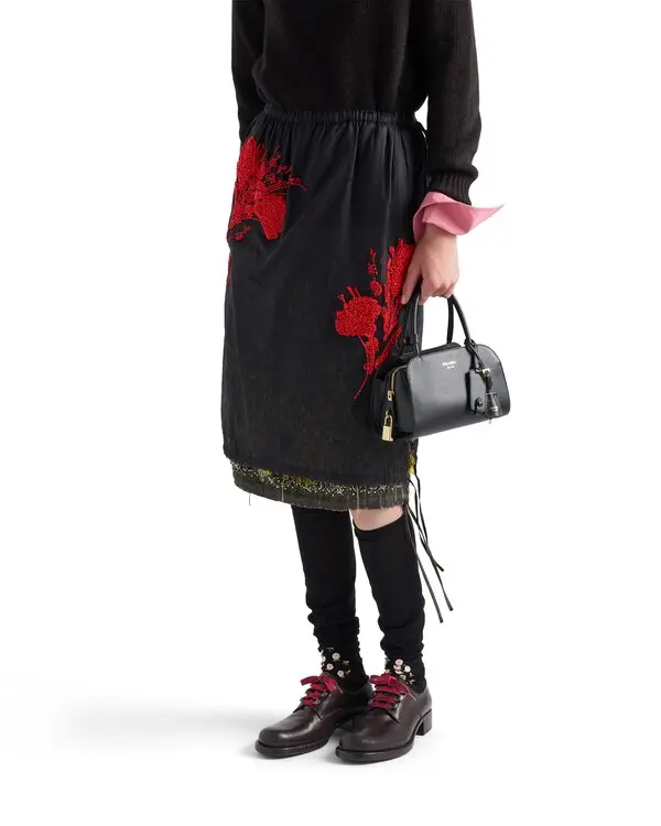 Prada Embroidered Organdy Midi-skirt