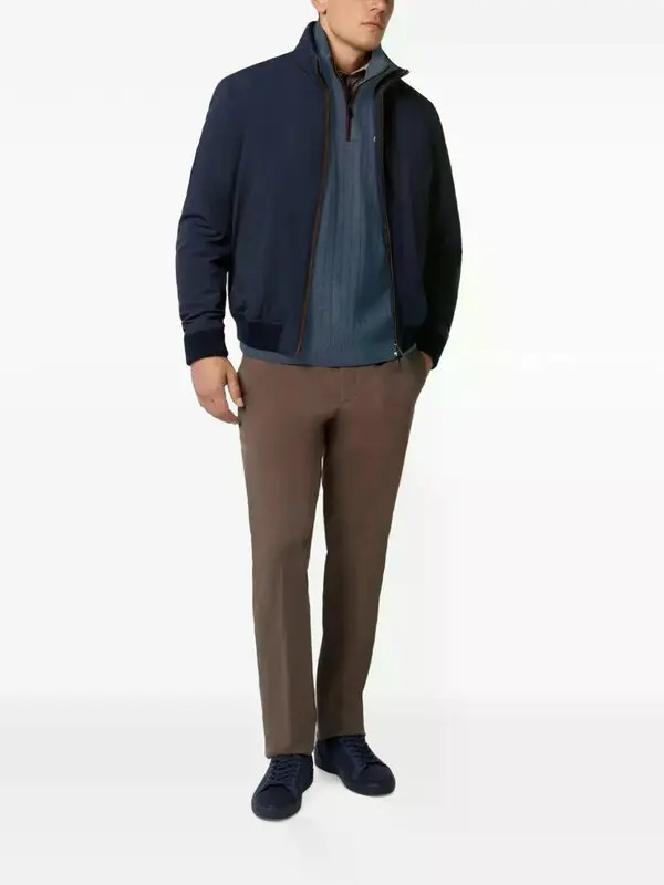 Paul & Shark Suede-panelled Half-zip Sweater