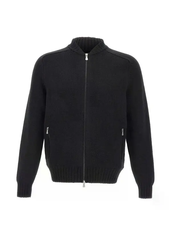 GRAN SASSO Band-collar Zip-up Cardigan