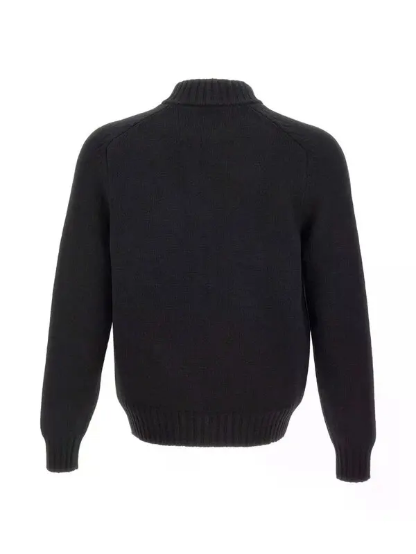 GRAN SASSO Band-collar Zip-up Cardigan