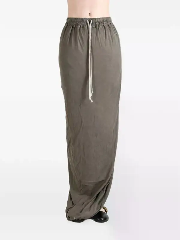 Rick Owens Drawstring-waist Rear-slit Maxi Skirt - Grey