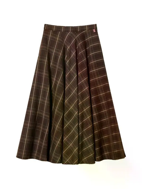 TWINSET Myfo Checked Flannel Midi Skirt - Brown