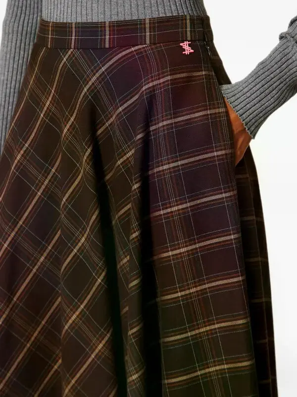 TWINSET Myfo Checked Flannel Midi Skirt
