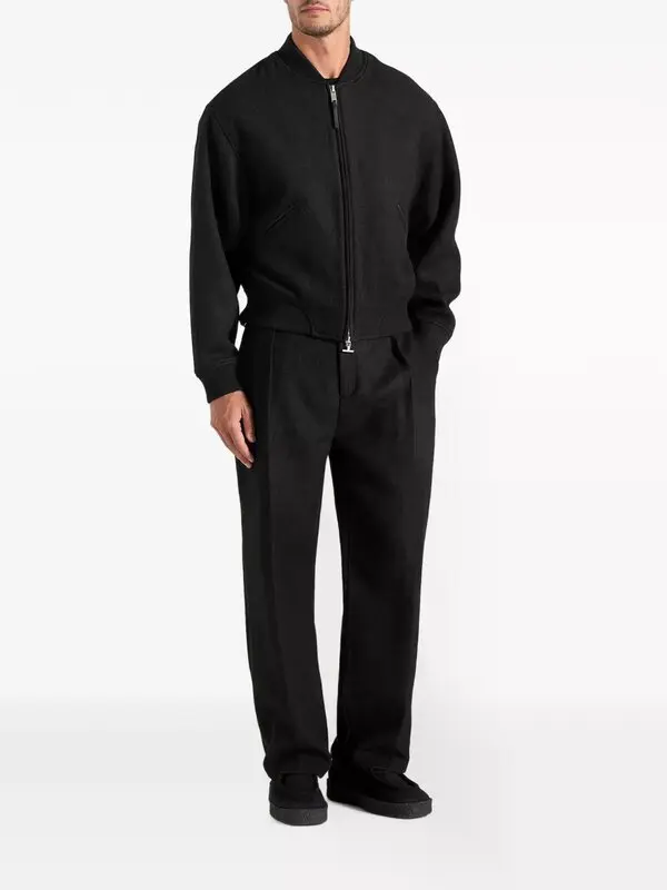 Manière De Voir Leandro In Herringbone-brushed Wool Bomber Jacket