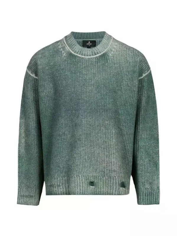 REPRESENT Distressed Ribbed-knit Sweater - Green