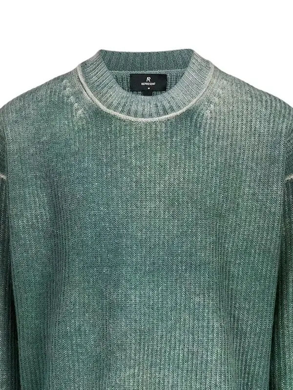 REPRESENT Distressed Ribbed-knit Sweater - Green
