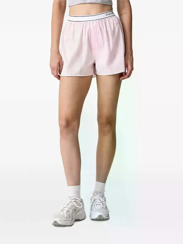 Sporty & Rich Striped Logo-waistband Shorts - Pink