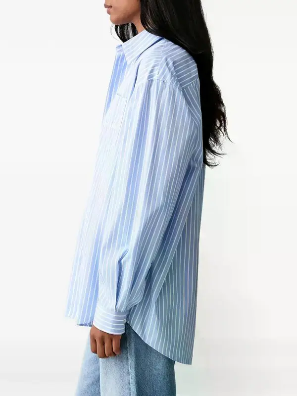 Sporty & Rich Signature Vertical-stripe Logo-embroidered Shirt