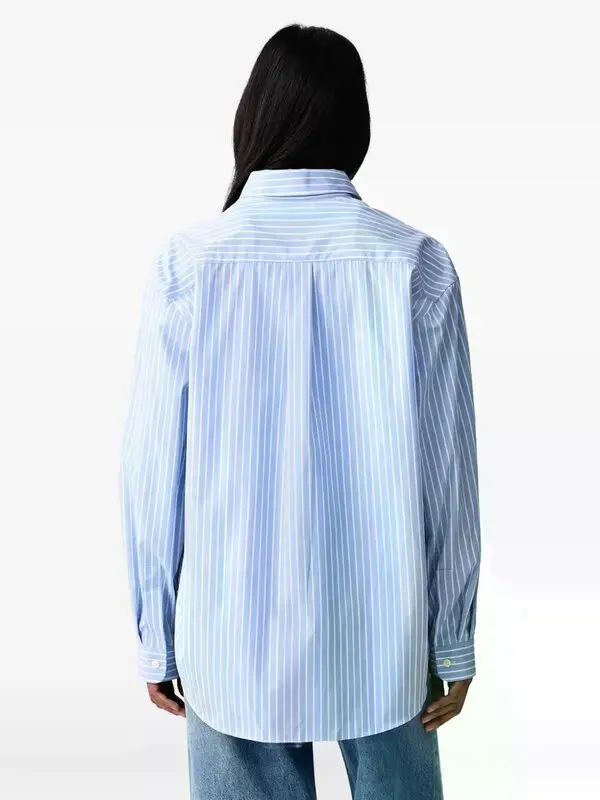 Sporty & Rich Signature Vertical-stripe Logo-embroidered Shirt